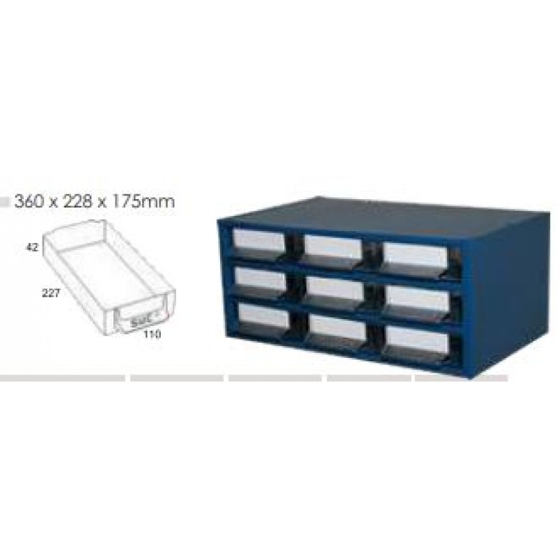 ESTANTE METAL COM GAVETAS PLÁSTICAS